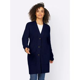 Strickjacke Heine, Damen, Gr. 42, blau (marine), 50% Viskose, 28% Polyester, 22% Polyamid, unifarben, Strickjacken Strickjacke