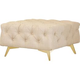 Polsterhocker Home Affaire "Glynis", beige (creme), B:80cm H:45cm T:80cm, Struktur (100% Polyester);Samtoptik (100% Polyester), Hocker, Polsterhocker, aufw&auml;ndige Knopfheftung, moderne Chesterfield Optik, Fu&szlig;farbe w&auml;hlbar