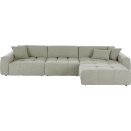 Ecksofa 3C CANDY "Yoshy mit Komfortfunktionen, modern und bequem, L-Form", silber, B:378cm H:74cm T:200cm, 100% Polyester, Sofas, Ecksofa, Zwei verschiedene Sitztiefen durch verstellbare R&uuml;ckenlehne