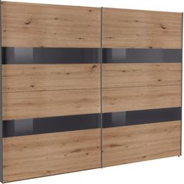 Schwebet&uuml;renschrank wimex "Altona", grau (artisan eiche, grauglas), B:270cm H:236cm T:65cm, Holzwerkstoff, Schr&auml;nke, Schwebet&uuml;renschrank, mit Glaselementen und zus&auml;tzlichen Einlegeb&ouml;den