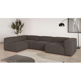 Wohnlandschaft OTTO HOME "HAILY U-Form mit Ottomane links/rechts, Ma&szlig;e B/T/H: 360/200/72 cm", braun, B:360cm H:72cm T:200cm, 100% Polyester, Sofas, Wohnlandschaft, als Modul oder separat verwendbar, f&uuml;r individuelle Zusammenstellung