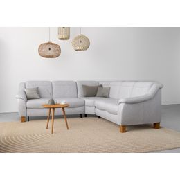 Ecksofa Home Affaire "Caldera L-Form", silber, B:270cm T:250cm, 100% Polyester, Sofas, Ecksofa, Federkern, wahlweise mit Kopfteilverstellung, Bettfunktion, Bettkasten