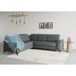 Sit & More Ecksofa SIT & MORE "Sinatra L-Form", grau (dunkelgrau), B:251cm H:85cm T:231cm, 98% Polyester, 2% Polyamid, Sofas, Ecksofa, optinal mit Kopfteilverstellung und Armteilfunktion, Metallf&uuml;&szlig;e