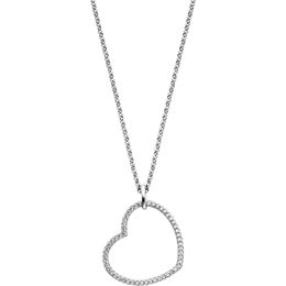 Kette mit Anh&auml;nger Engelsrufer "Herz", silber (silberfarben, kristallwei&szlig;), Halsketten, Damen, Silber 925 (Sterlingsilber), L: 50 B: 1,42mm, Kette mit Anh&auml;nger, Made in Germany - mit Zirkonia (synth.), B:1,42mm
