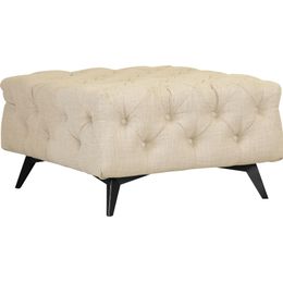 Polsterhocker Home Affaire "Glynis", beige (creme), B:80cm H:45cm T:80cm, Struktur (100% Polyester);Samtoptik (100% Polyester), Hocker, Polsterhocker, aufw&auml;ndige Knopfheftung, moderne Chesterfield Optik, Fu&szlig;farbe w&auml;hlbar
