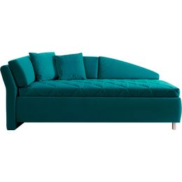 Schlafsofa Alina "Lindsay", blau (ozeanblau tsv 3), B:223cm H:80cm T:112cm, Samtstoff TSV (100% Polyester), Sofas, Schlafsofa, Bettkasten, Zierkissen-Set aus: 2 Stk. 40x40cm, 1 Stk. 30x30cm