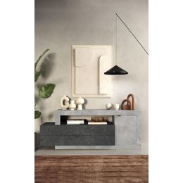 Lowboard Home Affaire "Freedom", grau (beton, optik, bleigrau (piombo)), B:159cm H:65cm T:42cm, Sideboards, Lowboard, Breite 159 cm mit 1 T&uuml;r und 2 Schubk&auml;sten (in verschiedenen Farben)