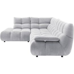 Ecksofa Home Affaire "Cozy Bubble, mit klappbarer Armlehne, Breite 324 cm", silber, B:324cm H:85cm T:211cm, 95% Polyester, 5% Nylon, Sofas, Ecksofa, mit eleganter Steppung, Rundumbezug & weicher Polsterung