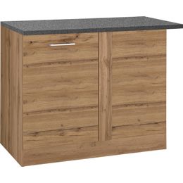 Eckunterschrank KOCHSTATION "KS-Colmar", braun (wotaneiche), B:110cm H:85cm T:60cm, Holzwerkstoff, Schr&auml;nke, Eckunterschrank, 110 cm, mit Metallgriff