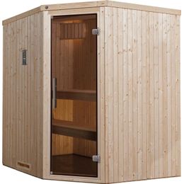 Sauna Weka "Varberg", beige (natur), Bio-Ofen, externe Steuerung, 7,5 kW, Saunen, Sauna, 7,5 kW Bio-Ofen mit digitaler Steuerung