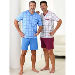 King&acute;S Club Schlafanzug KINGS CLUB, Herren, Gr. 56/58, bunt (bleu, bordeaux), 100% Baumwolle, Homewear-Sets Schlafanzug