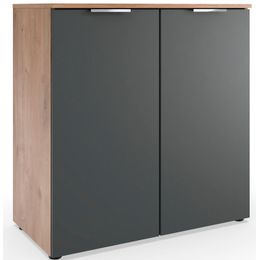 Kommode wimex "Level by fresh to go", schwarz (front graphit, korpus plankeneiche nachbildung), B:81cm H:84cm T:41cm, Holzwerkstoff, Sideboards, Kommode, 2-t&uuml;rig mit soft-close Funktion, 81cm breit, 84cm hoch