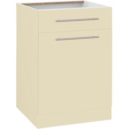 Wiho-K&uuml;chen Unterschrank WIHO K&Uuml;CHEN "Unna", beige (front und korpus: magnolia), B:60cm H:82cm T:57cm, Schr&auml;nke, Unterschrank, 60 cm breit, ohne Arbeitsplatte