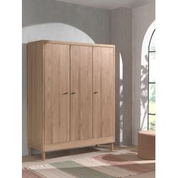 Kleiderschrank Home Affaire "Forrest mit 3 Dreht&uuml;ren (Soft-Close), Made in Europe, zeitloses Design", eiche natur ge&ouml;lt, B:145,8cm H:190cm T:55cm, Massivholz, Schr&auml;nke, Kleiderschrank, praktische Facheinteilung, viel Stauraum, hochwertige Verarbeitung