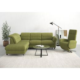 Sit & More Ecksofa SIT & MORE "Grenoble L-Form mit Federkern", gr&uuml;n (olive), B:247cm H:85cm T:222cm, Sofas, Ecksofa, wahlweise mit Bettfunktion, Bettkasten, Arm- und Kopfteilverstellung