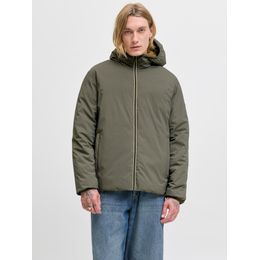 Jack & Jones Outdoorjacke JACK & JONES "JJEBROOK REVERSIBLE JACKET SN", Herren, Gr. XL, gr&uuml;n (olive night), Web, Obermaterial: 100% Polyester, unifarben, regular fit, hoch geschlossener Ausschnitt, B&uuml;ndchen, Jacken Outdoorjacke