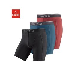Langer Boxer Buffalo "Boxershorts f&uuml;r Herren", Herren, Gr. XL, 3 Stk., bunt (bordeaux, petrol, schwarz), Jersey, Obermaterial: 92% Baumwolle, 8% Elasthan (LYCRA), unifarben, Unterhosen Langer Boxer, in langer Form ideal auch f&uuml;r Sport und Trekking, Topseller