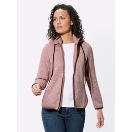Fleecejacke Casual Looks, Damen, Gr. 50, rot (rosenholz, meliert), 100% Polyester, meliert, unifarben, Jacken Fleecejacke