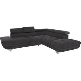 Ecksofa COTTA "Enterprise L-Form", braun (mud), B:273cm H:72cm T:237cm, Struktur (100% Polyester );Chenille (90% Polyester; 10% Polyamid ), Sofas, Ecksofa, mit Arm- & Kopfteilverstellung, wahlweise mit Bettfunktion
