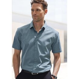 H.I.S. Kurzarmhemd H.I.S "Regular-fit", Herren, Gr. XXL (45/46), N-Gr, gr&uuml;n, Web, Obermaterial: 67% Baumwolle, 30% Polyester, 3% Elasthan, unifarben, regular fit, abgesteppte Kante, Hemden Kurzarmhemd, elastisches Jaquard-Kurzarmhemd, Topseller
