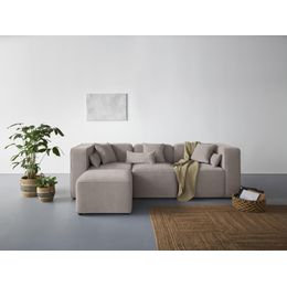 3-Sitzer Home Affaire "Sundstrup L-Form", grau (taupe), B:256cm H:76,5cm T:93cm, 100% Polyester, Sofas, 3-Sitzer, Modulserie, individuelle Zusammenstellung