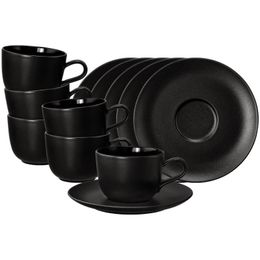 Tasse Seltmann Weiden "Kaffeetassen mit Untertassen Liberty Velvet Black 260 ml 6er Set schwarz", schwarz, 6 tlg., Porzellan, Trinkgef&auml;&szlig;e, Tasse