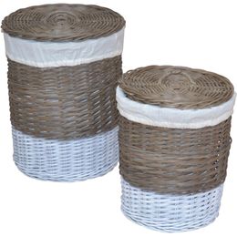 W&auml;schekorb my home "aus Rattan, H&ouml;he ca. 51 cm + 60 cm", beige (natur, wei&szlig;), H:60cm &Oslash;:46cm, Geflecht Rattan, W&auml;schesammler, W&auml;schekorb, handgeflochten, mit abnehmbarem Deckel