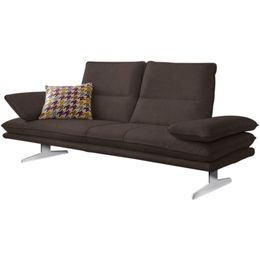 2,5-Sitzer W.Schillig "broadway Designsofa mit hohem Sitzkomfort", braun (mocca s37), B:236cm H:94cm T:96cm, Stoff S37 (100% Polyester): Luxus-Microfaser in Lederoptik, Sofas, 2 5-Sitzer, Sitztiefenverstellung, Kopfteil- & Seitenteilverstellung, Breite 236cm