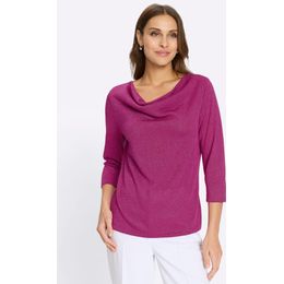 Wasserfallshirt Lady "Wasserfallshirt", Damen, Gr. 50, magenta, 75% Viskose, 20% metallisierte Fasern, 5% Elasthan, unifarben, Wasserfallausschnitt, Shirts Wasserfallshirt