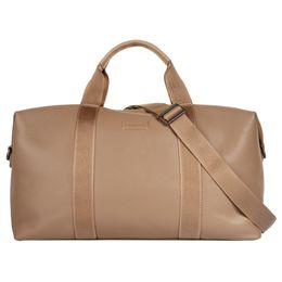 Reisetasche Bugatti "ELSA", Herren, Gr. B/H/T: 46cm x 24cm x 22cm onesize, beige (sand), Leder, leicht gl&auml;nzend, unifarben, Taschen Reisetasche, echt Leder