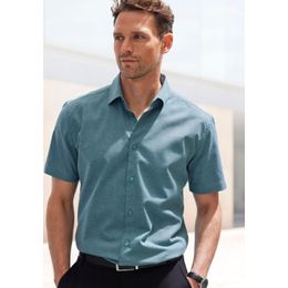 H.I.S. Kurzarmhemd H.I.S "Regular-fit", Herren, Gr. S (37/38), N-Gr, gr&uuml;n, Web, Obermaterial: 67% Baumwolle, 30% Polyester, 3% Elasthan, unifarben, regular fit, abgesteppte Kante, Hemden Kurzarmhemd, elastisches Jaquard-Kurzarmhemd, Topseller