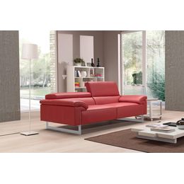 2,5-Sitzer Egoitaliano "Malika, Designsofa mit hohem Sitzkomfort, edel und bequem", rot (kirschrot), B:216cm H:94cm T:107cm, Leder &raquo;BULL&laquo; (echtes Rindsleder). Geschliffenes, pigmentiertes und behandeltes Rindsleder mit einer Dicke von 1, 3-1, 5 mm. Dieses Leder zeigt eine ziemlich weiche Hand mit einem halb undurchsichtigen Aussehen. Es handelt sich um ein gesch&uuml;tztes Leder. Eine leichte Deckschic