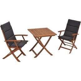 Balkonset Merxx "Comodoro", braun, B:64,5cm H:100cm T:56cm, FSC-zertifiziertes Massivholz, Sitzm&ouml;bel-Sets, Balkonset, 2 Klappsessel und Klapptisch, Topseller