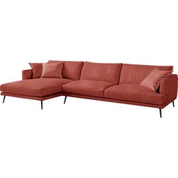 Ecksofa Egoitaliano "Sophia, Designsofa mit extrakomfortablem Sitzkomfort, Breite 274cm", rot (marsala), B:274cm H:77cm T:154cm, Luxus-Micofaser Lederoptik (100% Polyester) ist ein neues technisches Gewebe mit einem visuellen und taktilen Aspekt, der dem Nubuk sehr nahe kommt, mit innovativen Eigenschaften. Seine au&szlig;erordentliche Weichheit kommt von einem exklusiven Produktionsprozess, der Unreinh