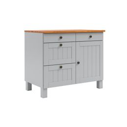 Unterschrank Home Affaire "Alby2", grau (grau, honigfarben), B:100cm H:85cm T:60cm, Massivholz, Schr&auml;nke, Unterschrank, Mit Metallgriffen, Breite 100 cm
