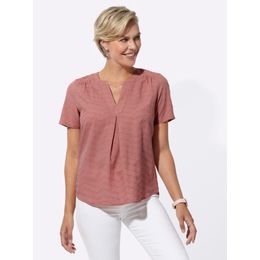 Schlupfbluse Classic Basics, Damen, Gr. 46, rot (rosenholz), 100% Baumwolle, unifarben, Rundhals, Blusen Schlupfbluse
