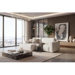 Schlafsofa Home Affaire "Noord Schlafecksofa, Breite 250 cm", cream, B:250cm H:82cm T:143cm, 100% PES, Sofas, Schlafsofa, Cord, Struktur, Webstoff, mit Wellenunterfederung, Massivholzrahmen