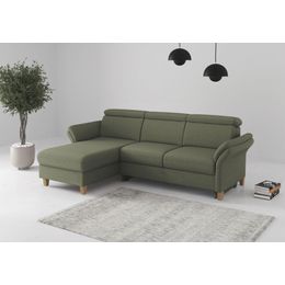 Ecksofa Home Affaire "Glendale, L-Form", olive, B:253cm H:84cm T:166cm, 95% Polyester, 5% Polyamid, Sofas, Ecksofa, inkl. Kopfteilverstellung, wahlweise mit Vorziehsitz und Bettkasten