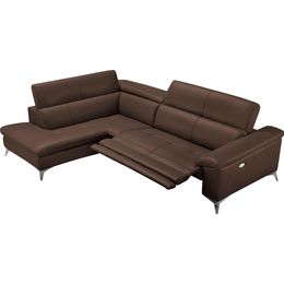 Ecksofa Egoitaliano "Martine, Multifunktionssofa mit Komfortfunktionen, edel und bequem", braun (chocolate), B:272cm H:96cm T:203cm, Leder &raquo;BULL&laquo; (echtes Rindsleder). Geschliffenes, pigmentiertes und behandeltes Rindsleder mit einer Dicke von 1, 3-1, 5 mm. Dieses Leder zeigt eine ziemlich weiche Hand mit einem halb undurchsichtigen Aussehen. Es handelt sich um ein gesch&uuml;tztes Leder. Eine leichte D