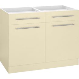 Wiho-K&uuml;chen Unterschrank WIHO K&Uuml;CHEN "Unna", beige (front und korpus: magnolia), B:100cm H:82cm T:57cm, Schr&auml;nke, Unterschrank, 100 cm breit, ohne Arbeitsplatte