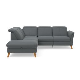 Sit & More Ecksofa SIT & MORE "Romero L-Form", grau (dunkelgrau), B:250cm H:91cm T:220cm, 100% Polyester, Sofas, Ecksofa, wahlweise mit oder ohne TV-Funktion, Bettfunktion, Bettkasten