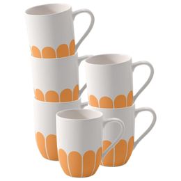 Villeroy & Boch Becher VILLEROY & BOCH "Henkelbecher Fleur Couleur 290 ml 6er Set", gelb (soleil), 6 tlg., Porzellan, Trinkgef&auml;&szlig;e, Becher