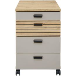 Rollcontainer Innostyle "Rollcontainer Glenn, 45 x 66 x 55 cm (B/H/T)", basalt, artisan, B:45cm H:66cm T:55cm, Holzwerkstoff, Kunststoff, MDF, Rollwagen, Rollcontainer, inkl. Filzeinlage, 4 Rollen(2 mit Bremsen) oder Sockel, SK Soft-Close