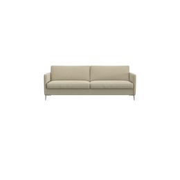 3-Sitzer FLEXLUX "Fiore, super Sitzkomfort durch Kaltschaum im Sitz", beige (sandy beige), B:214cm H:85cm T:92cm, 100% Polyester, Sofas, 3-Sitzer, schmale Armlehnen, F&uuml;&szlig;e Alu