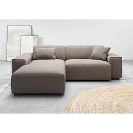 Ecksofa Home Affaire "Glimminge L-Form auch in Breitcord, Feincord + Easy care-Bezug", grau (taupe), B:234cm H:71cm T:191cm, Sofas, Ecksofa, Breite 234, Zierkissen