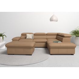 Ecksofa Home Affaire "Alberto L-Form", braun (cappucino), B:272cm H:73cm T:226cm, Luxus-Microfaser Lederoptik (100% Polyester);Luxus-Microfaser weich (9)0% Polyester / 10% Polyamid;Luxus-Microfaser Vintageoptik (100% Polyester);Microfaser Antiklederoptik (100% Polyester), Sofas, Ecksofa, mit Kopfteilverstellung, wahlweise mit Bettfunktion