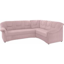 Ecksofa DOMO collection "Sarafina zeitlos&bequem, optional mit Federkern, Breite 240cm, L-Form", rosa (flamingo), B:240cm H:83cm T:190cm, Microfaser PRIMABELLE (100% Polyester) / Struktur (90% Polyester; 10% Polyacryl);Luxus-Microfaser (92% Polyester, 8% Nylon);Microfaser PRIMABELLE (100% Polyester), Sofas, Ecksofa, wahlweise mit Bettfunktion
