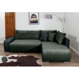 Ecksofa Collection AB "Poppy, L-Form, Breite 227 cm mit Schlaffunktion", gr&uuml;n, gr&uuml;n, B:227cm H:41cm T:169cm, 100%Polyester, Sofas, Ecksofa, inkl. Schlaffunktion und Bettkasten