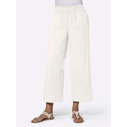 Culotte Casual Looks, Damen, Gr. 40, Normalgr&ouml;&szlig;en, beige (ecru), 55% Leinen, 45% Baumwolle, unifarben, 7/8-L&auml;nge, Hosen Culotte