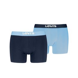 Levi's Boxershorts LEVI'S "LEVIS MEN SLD BASC BOXER BRIEF ORG CO 2P", Herren, Gr. S, blau (light blau), Single Jersey, Obermaterial: 95% Baumwolle, 5% Elasthan, meliert, unifarben, normal, Unterhosen Boxershorts, mit breitem Logobund